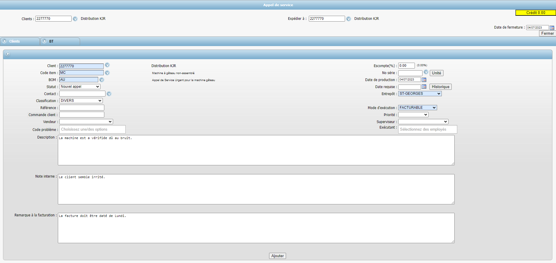 Processus des appels de service et des installations - Prextra
